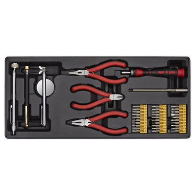 SEALEY TOOL TRAY WITH PRECISION & PICK-UP TOOL SET 38PC 176.5 X 397 X ...