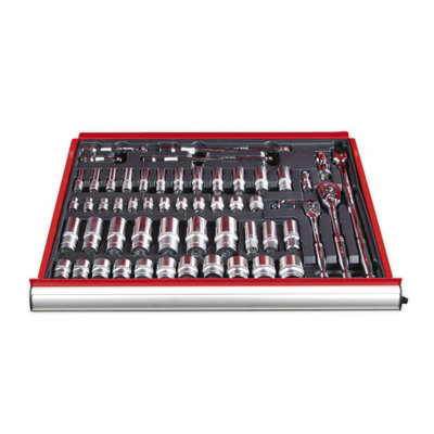 Sealey Tool Tray with Socket Set 55pc 3/8" & 1/2"Sq Drive TBT31