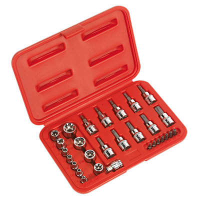 Sealey TRX-Star Socket & Security Bit Set Chrome Vanadium Steel 29 ...