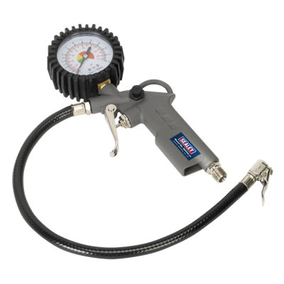Sealey Tyre Inflator With Dial Type Gauge & Rubber Protector 0-12 Bar SA332