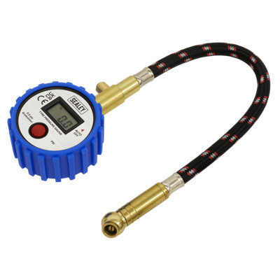 Sealey Tyre Pressure Gauge Digital With Leader Hose & Quick Release TST ...