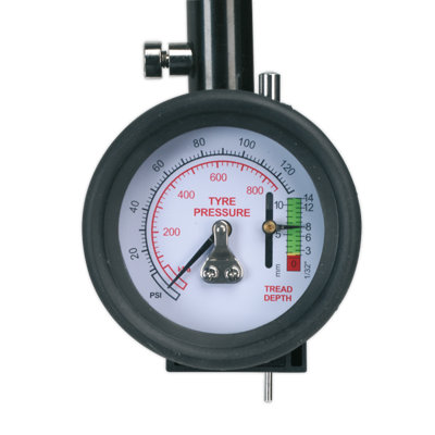 Sealey Tyre Pressure Gauge With Tyre Tread Depth Gauge - Flexi Hose ...