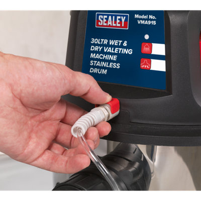 Sealey Valet Machine Wet & Dry With Two Fixed Wheels 30L Stainless Bin ...