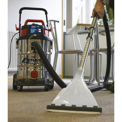 Sealey Valet Machine Wet & Dry With Two Fixed Wheels 30L Stainless Bin ...