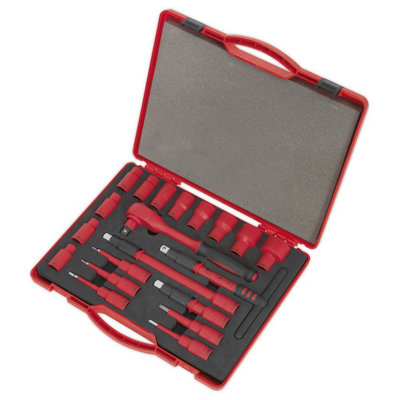 Sealey VDE Insulated Socket Set 20 Pieces 1/2" Square Drive Chrome ...