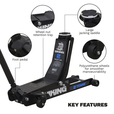 Sealey Viking Low Profile Long Reach Trolley Jack 2 Tonne with Rocket ...