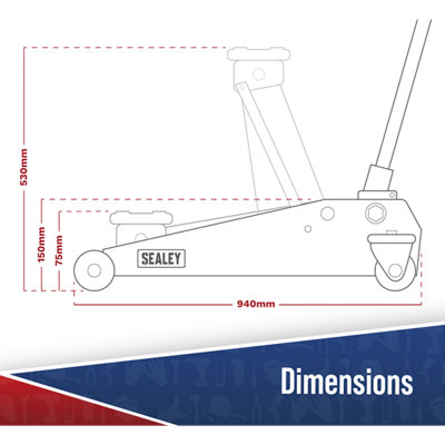 Sealey Viking Low Profile Long Reach Trolley Jack 2 Tonne with Rocket ...