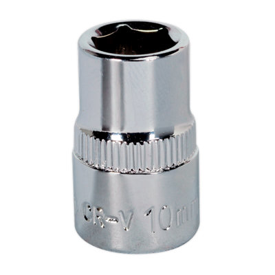 Sealey WallDrive Socket 10mm 3/8" Square Drive Fully Polished Finish ...