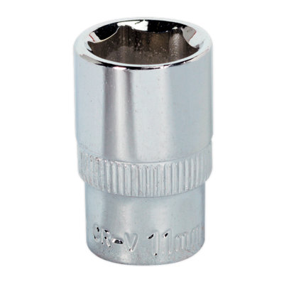 Sealey WallDrive Socket 11mm 1/4" Square Drive Fully Polished Finish ...