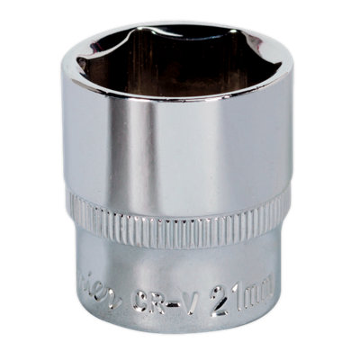 Sealey WallDrive Socket 21mm 3/8" Square Drive Fully Polished Finish ...
