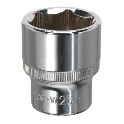 Sealey WallDrive Socket 25mm 1/2" Square Drive Fully Polished Finish ...