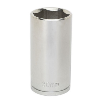 Sealey WallDrive Socket 30mm Deep 1/2" Square Drive Chrome Vanadium Steel S0682