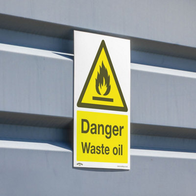 Sealey Warning Safety Sign Danger Waste Oil - Self-Adhesive Vinyl x1 SS60V1