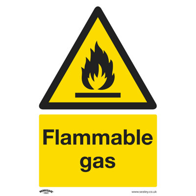 Sealey Warning Safety Sign Flammable Gas Self-Adhesive Vinyl Pack of 10 ...