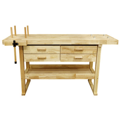 SEALEY WOODWORKING BENCH TOP WITH 4 DRAWERS RUBBER WOOD TOOL WELL SHELF ...