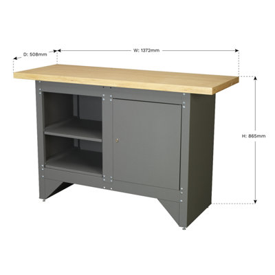 Sealey Work Bench With Cupboard Heavy Duty 250kg Capacity Steel Panels ...