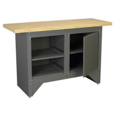 Sealey Work Bench With Cupboard Heavy Duty 250kg Capacity Steel Panels ...