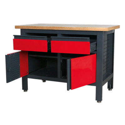 Sealey Workstation With 2 Drawers 2 Cupboards Heavy Duty 300kg Capacity ...