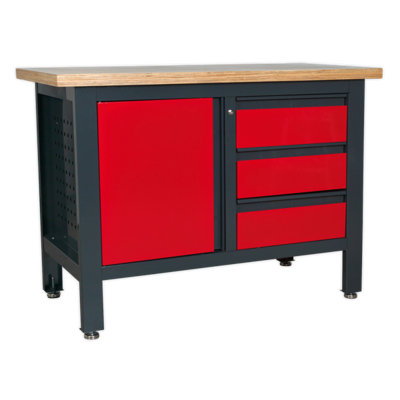 Sealey Workstation With 3 Drawers & Cupboard Heavy Duty 300kg Capacity ...
