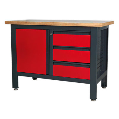 Sealey Workstation With 3 Drawers & Cupboard Heavy Duty 300kg Capacity ...
