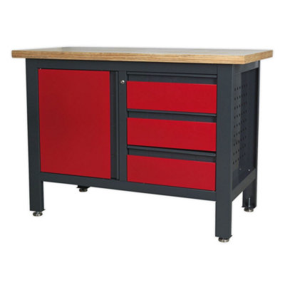 Sealey Workstation With 3 Drawers & Cupboard Heavy Duty 300kg Capacity ...