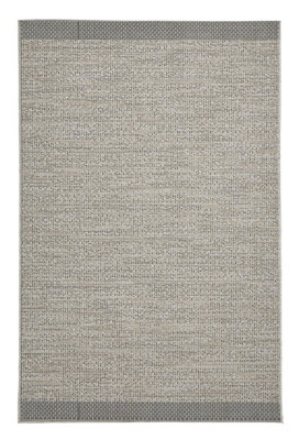 Seam Flat Weave Easy Clean Plain Rug - Beige/Black - 160x220 | DIY at B&Q