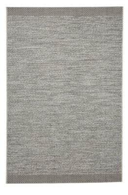 Seam Flat Weave Easy Clean Rug - Silver/Black - 160x220 | DIY at B&Q