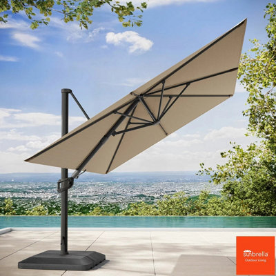 Seasons Sentry 10x13ft Cantilever Umbrella with Base - Sunbrella Fabric ...