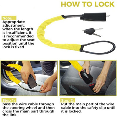 Seat Lock Steering Wheel Lock Car Security Device Yellow