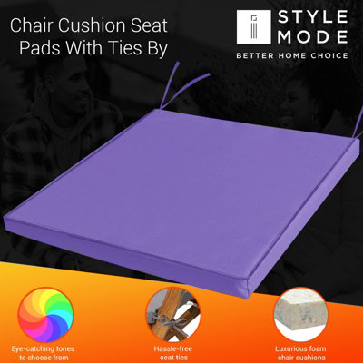 Seat Pad Chair Cushions with Ties Indoor & Outdoor Use Water-resistant ...