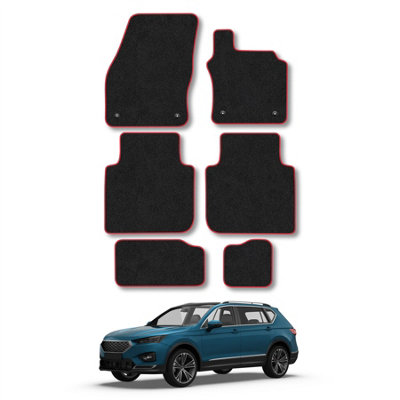 Seat Tarraco (2019+) Car Mats Red Trim Carpet Tailored Fit Easy Clean ...