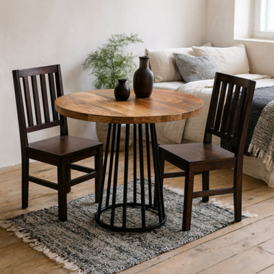Seattle Reclaimed Wood Round Dining Table with Metal Hairpin Base, Seats 4