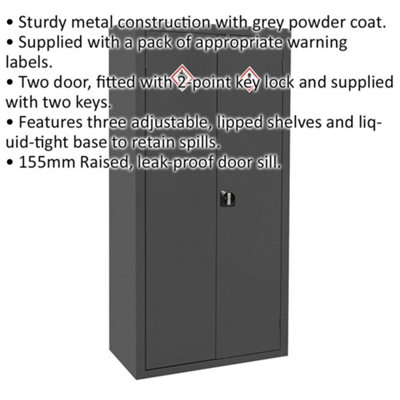 Secure CoSHH Substance Cabinet with Dual Lock - Spacious 900 x 460 x ...