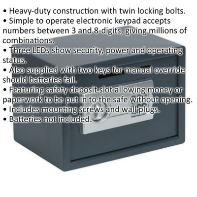 SECURE ELECTRONIC COMBINATION SAFE WITH CASH DEPOSIT SLOT - WALL ...