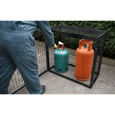 Secure Gas Cylinder Storage Cage for 2 Propane Canisters - Outdoor ...