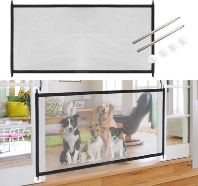 Secure Pet Safety Gate & Barrier - No-Drill Mesh Design for Dogs, Cats ...