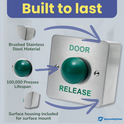 SecureMyDoor - Door Release Green Dome Button Push Press To Exit Switch ...