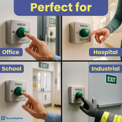 SecureMyDoor - Press To Exit Green Dome Button Push Door Release Switch ...