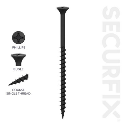 Securfix Bugle Drywall Screws (Pack of 500) Black (25mm x 3.5mm) | DIY ...