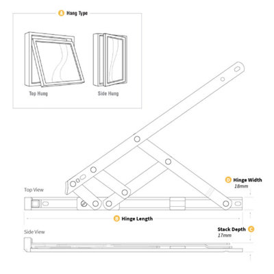 Securistyle Defender Standard Friction Hinge (Side Hung) - 12", 17mm