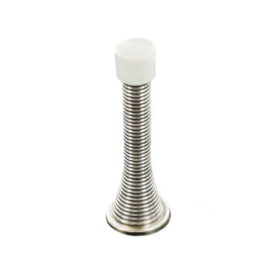 Securit Chrome Spring Door Stopper Silver/White (75mm)
