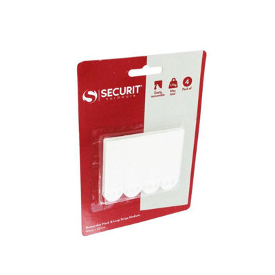 Securit Removable Hook & Loop Strips (Pack of 4) White (M)