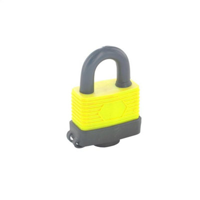 Buy Securit Weather Resistant Padlock Yellow/Grey (65mm) at B&Q