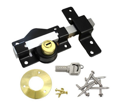 SECURITY 70mm DOUBLE Long Throw Bolt Gate Lock Garage Shed 5 Keys | DIY ...