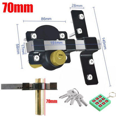 Security Garden Shed Gate Lock Long Throw Locking Double Locking 70mm