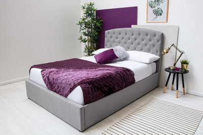 Sedgwick Grey Velvet Gas Lift Ottoman Storage Bed Frame - Double 4ft6