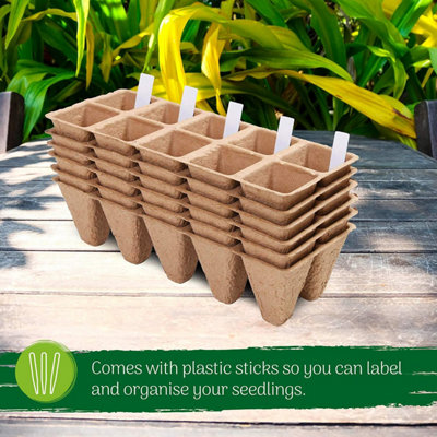 Seed Trays - 10 Cell x 6 Pack Biodegradable Plant Germination Trays ...