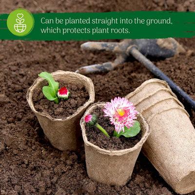 Seedling Pot Biodegradable with Wooden Labels 8cm Cardboard Round Plant ...