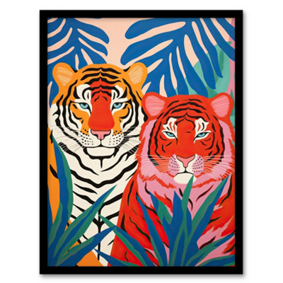 Seeing Red Tigers Waiting to Pounce Behind Plants Bold Orange Blue ...