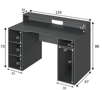 Grey desk with hutch store